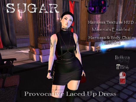 Second Life Marketplace - SUGAR - Provocative Laced Up - BLACK FISHNET ...