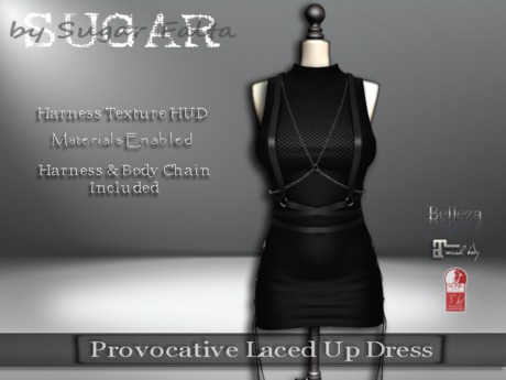 Second Life Marketplace - SUGAR - Provocative Laced Up - BLACK FISHNET ...