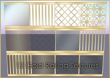 Second Life Marketplace - [HOT] Gold Railing & Grid Textures