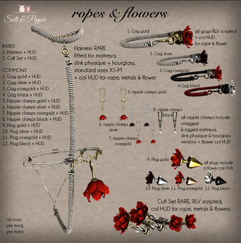 Second Life Marketplace - S&P ropes & flowers gag silver (rez to unpack)