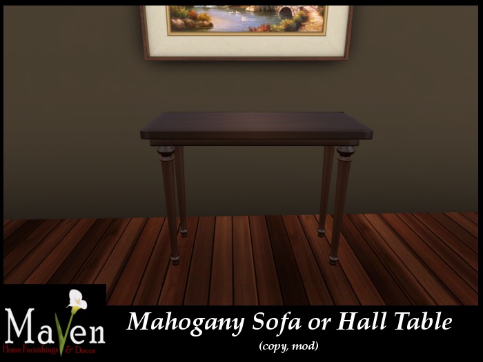 Second Life Marketplace - Mahogany Sofa/Hall Table Box