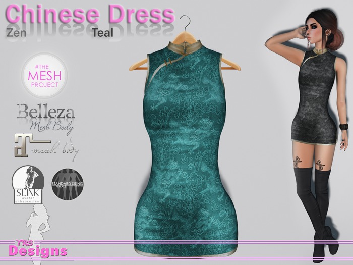 Second Life Marketplace - Chinese Dress Zen Teal
