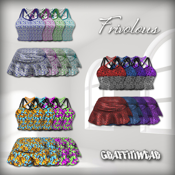 Second Life Marketplace - Graffitiwear Flowers Frivolous Top & Skirt