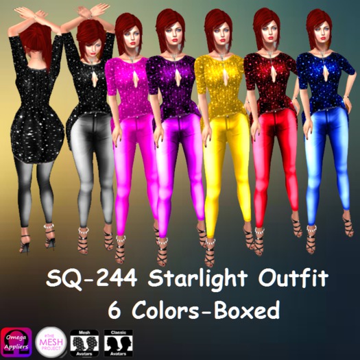 Second Life Marketplace - SQ-244 Starlight Outfit 6 Colors-Boxed