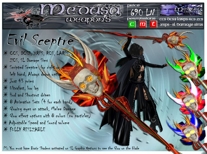 Second Life Marketplace - ~ Medusa Weapons ~ Evil Sceptre (Boxed)