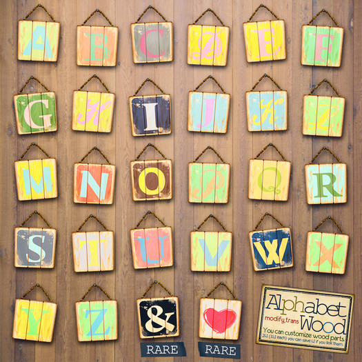 Second Life Marketplace - ASO! Alphabet wood (O)