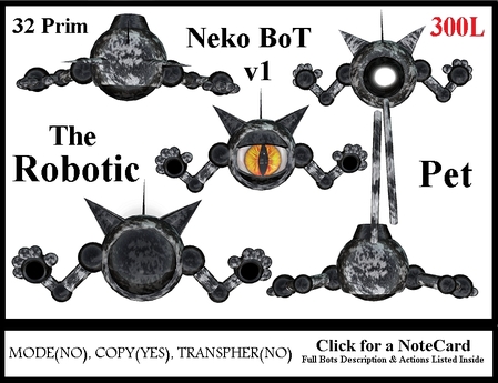 Second Life Marketplace - Neko Bot v1 A Robotic Pet (Cat Robot Bot Pet )
