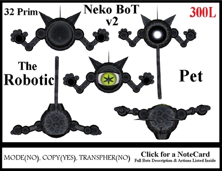 Second Life Marketplace - Neko Bot v2 A Robotic Pet (Cat Robot Bot Pet )