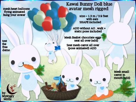 Second Life Marketplace - DEMO free Avatar mesh rigged bunny doll pink ...