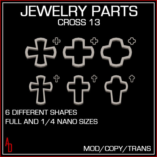 Second Life Marketplace - *AD* Mesh Jewelry Parts - Cross 13 - 6 ...