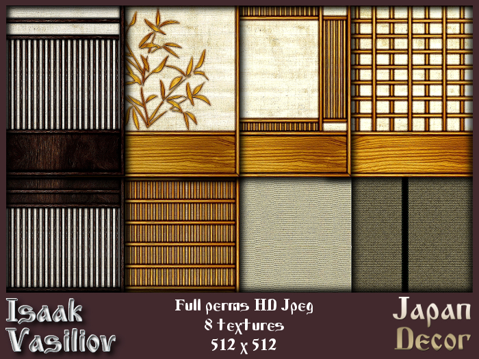 Second Life Marketplace - Japan decor - 8 FULL PERMS Textures