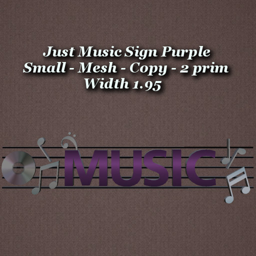 Second Life Marketplace - Just Music Sign Purple Sm