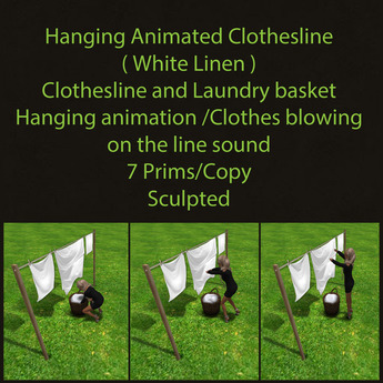Second Life Marketplace - Hanging Animated Clothesline ( White Linen )