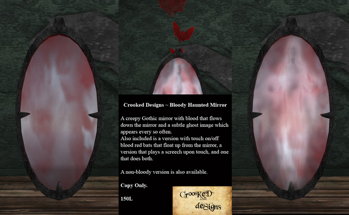 Second Life Marketplace - FREE - Crooked Designs ~ Bloody Haunted Mirror