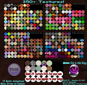 Second Life Marketplace - My Bento Wings mesh w/Huds textures Changers ...