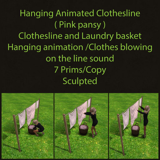 Second Life Marketplace - Hanging Animated Clothesline ( Pink Pansy )