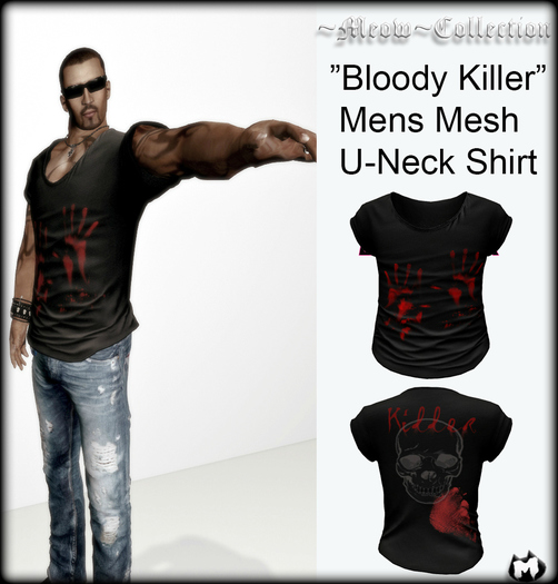 Second Life Marketplace - "Bloody Killer" Mesh U-Neck Shirt ~Meow ...