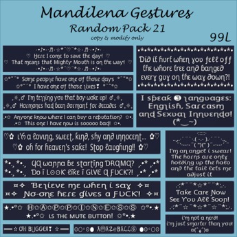 Second Life Marketplace - Mandilena Gestures - Random Mix - Gesture Pack 21