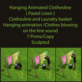 Second Life Marketplace - Hanging Animated Clothesline ( Pastel Linen)