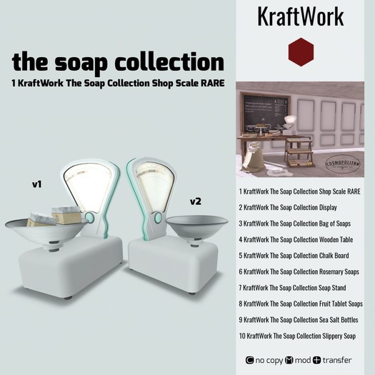 Second Life Marketplace - 1 KraftWork The Soap Collection Shop Scale RARE