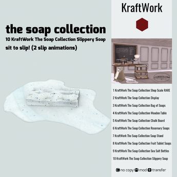 Second Life Marketplace - 10 KraftWork The Soap Collection Slippery Soap