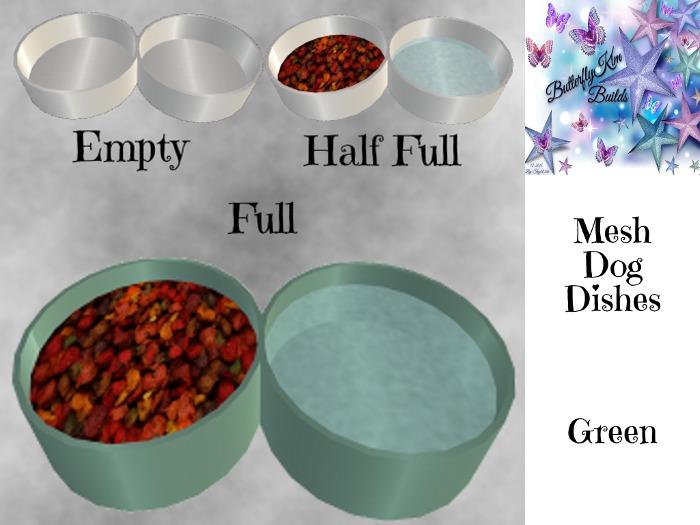 Second Life Marketplace - Mesh Dog Dishes - Green