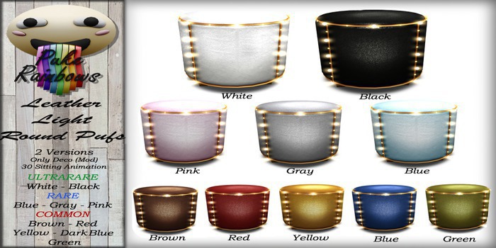 Second Life Marketplace - [PR] Leather Light Round Pufs Black ULTRARARE