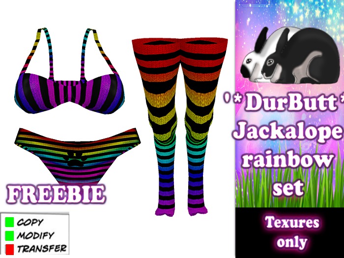 Second Life Marketplace - FREEBIE''*DurpButt* Jackalope Clothes rainbow ...
