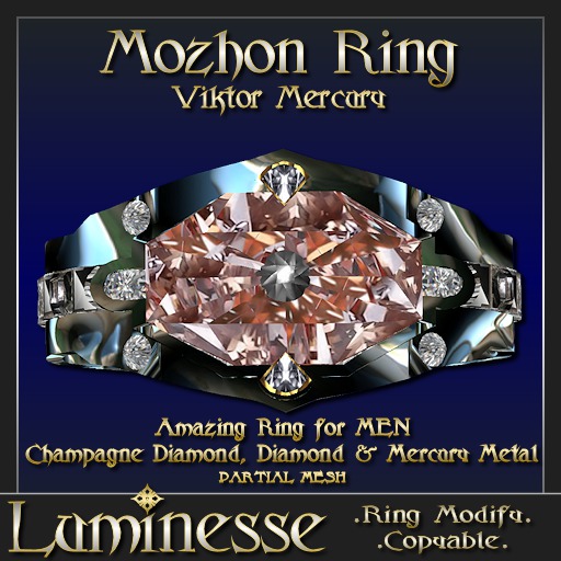 Second Life Marketplace - MOZHON Viktor MENS Ring PMESH - Champagne ...