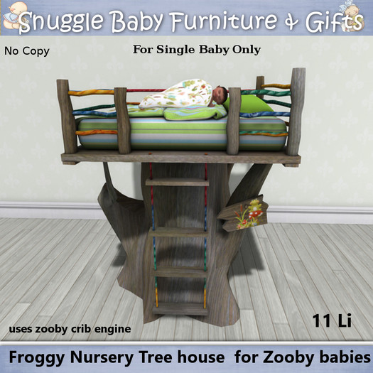 Second Life Marketplace - Froggy Nursery Tree house for Zooby babies Boxed