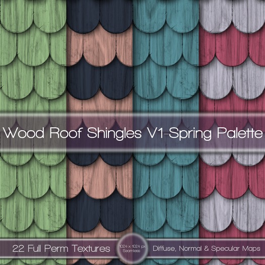 Second Life Marketplace - {L} Wood Roof Shingles V1-Spring Palette