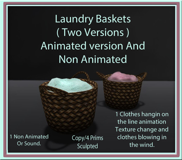 Second Life Marketplace - Laundry Baskets ( Animated and Non Animated