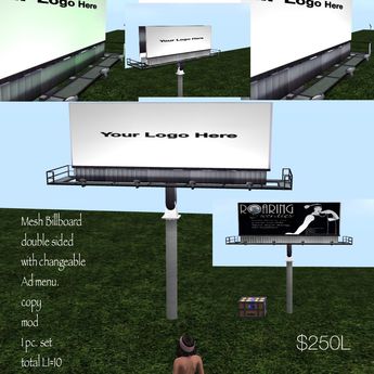 Second Life Marketplace - Mesh Billboard ad you own logo or Ad-(Crate)