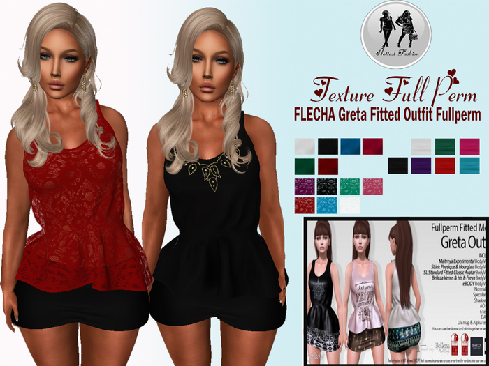 Second Life Marketplace Texture Flecha Greta Fitted Outfit Fullperm