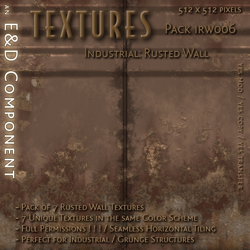 Second Life Marketplace - [IRW006] 7 512px Rusted Brown Ribbed Sheet ...