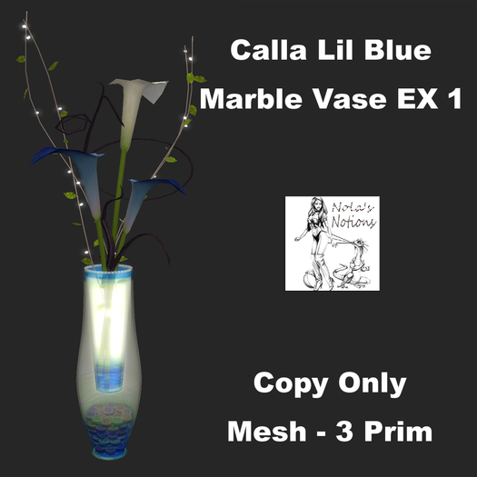 Second Life Marketplace - Calla Lil Blue Marble Vase EX 1