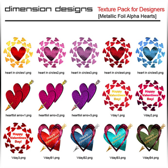 Second Life Marketplace - Dimension Designs Metallic Foil Alpha Heart ...