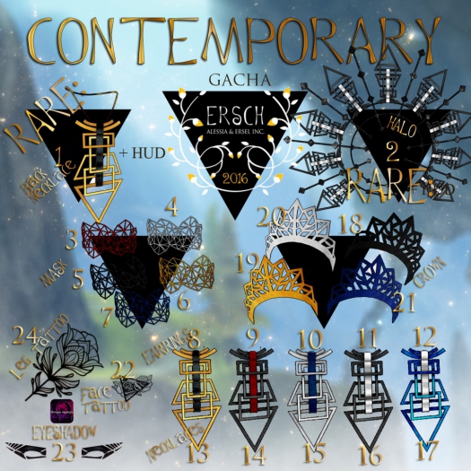 Second Life Marketplace - ERSCH - Contemporary Gacha Earrings 12 Blue\White
