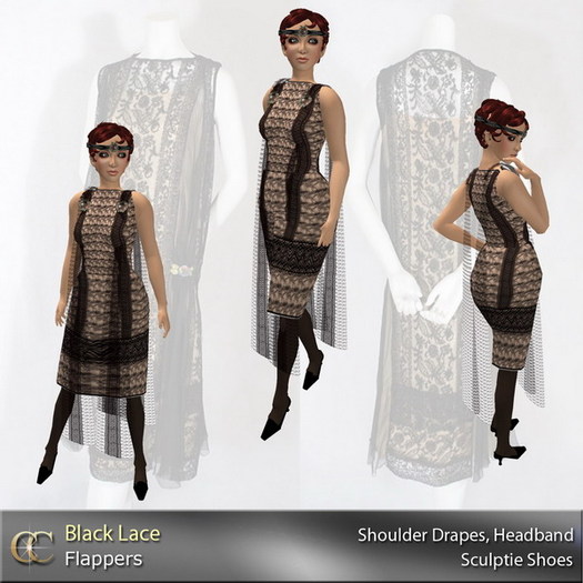 Second Life Marketplace - 1920s - Flappers-Black Lace