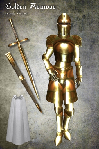 Second Life Marketplace - Avalon Knight - Golden Armour (female)
