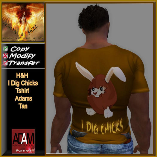 Second Life Marketplace - H&H I Dig Chicks Tshirt Adams Tan Ad