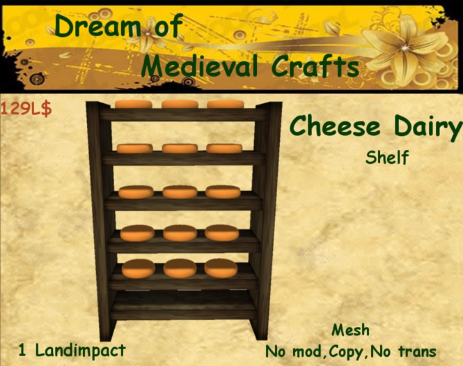 Second Life Marketplace - ((*DMC*)) Cheese Dairy Shelf B