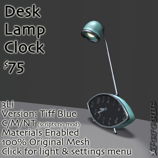 Second Life Marketplace - % Desk Clock Lamp (tiff) *MESH*