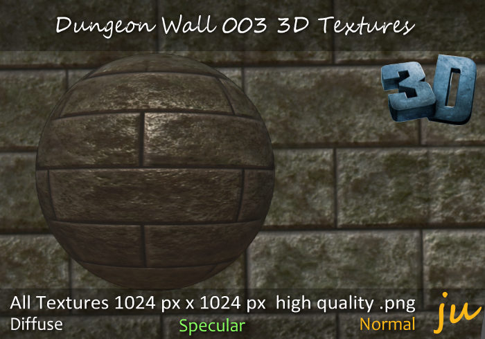 Second Life Marketplace - JU Dungeon Wall 003 3D Textures Full Perm