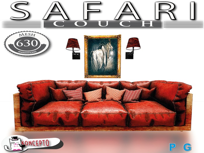 Second Life Marketplace - Safari Couch [PG] ~ 230 HQ Animations ~ Koncepto