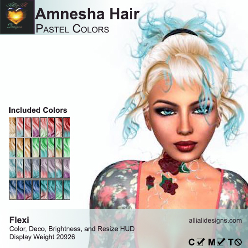 Second Life Marketplace - A&A Amnesha Hair Pastel Colors Pack. Cute ...