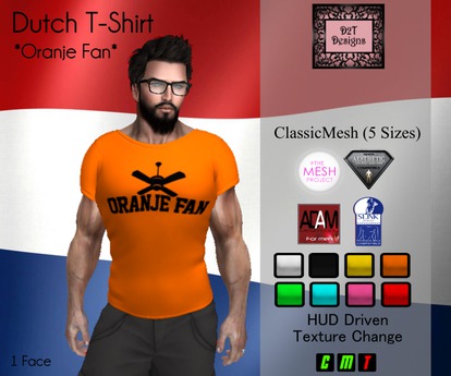 Second Life Marketplace - [D2T Designs] Dutch Oranje Fan [M] boxed