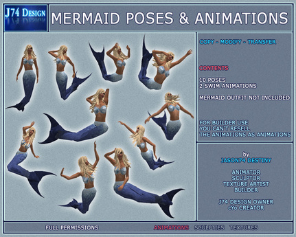 Second Life Marketplace - FullPerm Mermaid Poses&Animations