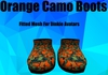 Second Life Marketplace - Orange Camo Dinkie Boots--- Black Sole