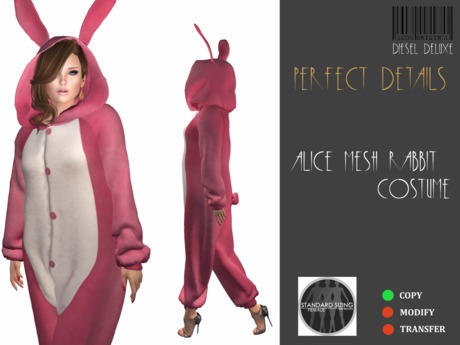 Second Life Marketplace - [DIESELdeluxe] Alice Mesh Rabbit Costume Pink